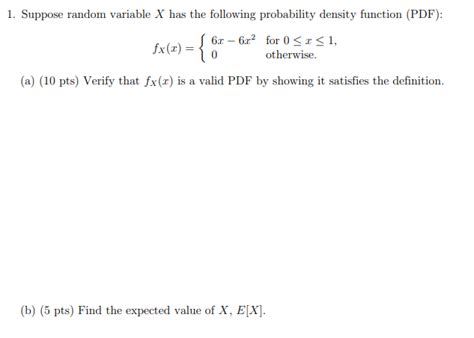 solved 1 suppose random variable x has the following