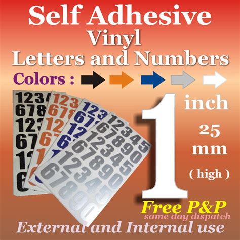 Inch Vinyl Numbers Self Adhesive Peel Sticksunny Etsy Uk