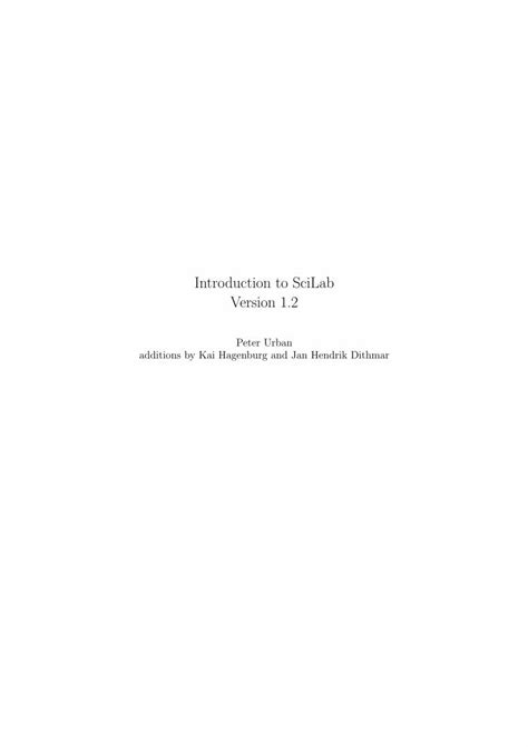 pdf introduction to scilab version 1 · the use of scilab to application areas like image and