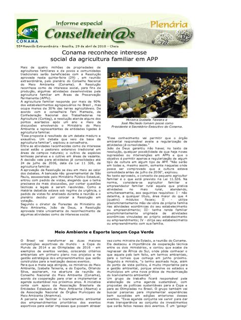 Preenchível Disponível Conama reconhece interesse social na agricultura