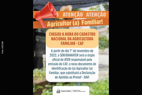 Cadastro Nacional Da Agricultura Familiar Da Bahia Passa A Substituir A