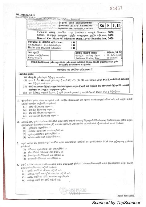 SOLUTION 2020 Ol Health Past Paper And Answers Sinhala Medium Studypool