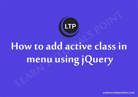 how to add active class in menu using jquery learn tutorials point