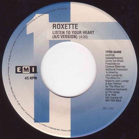 Roxette Listen To Your Heart 1989 Vinyl Discogs