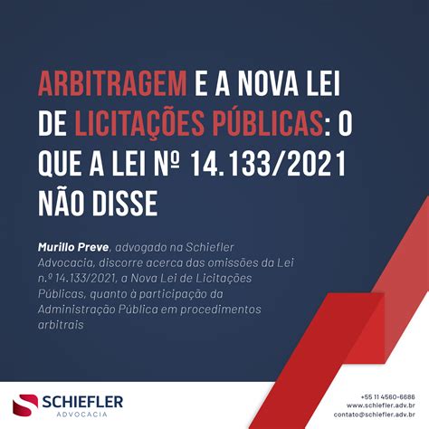 Arbitragem e a nova Lei de Licitações o que a Lei nº 14 133 2021 não