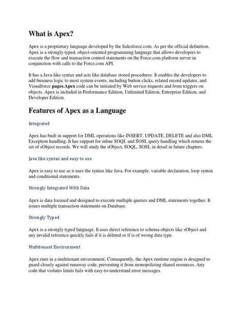 what is apex pdf salesforce object computer science
