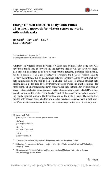 energy efficient cluster based dynamic routes adjustment approach for wireless sensor networks