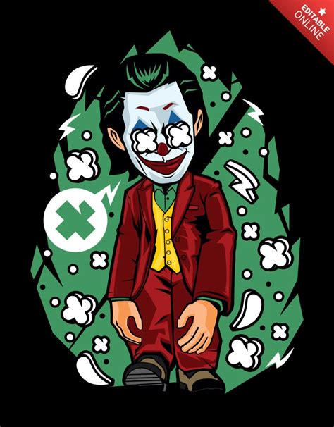 ジョーカーの漫画のキャラクターTシャツデザインテンプレート 無料デザインテンプレート