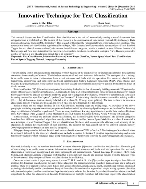 pdf innovative technique for text classification ijste international journal of science