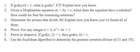 solved 1 if gcd a b 1 what is gcd a2 b2 explain how