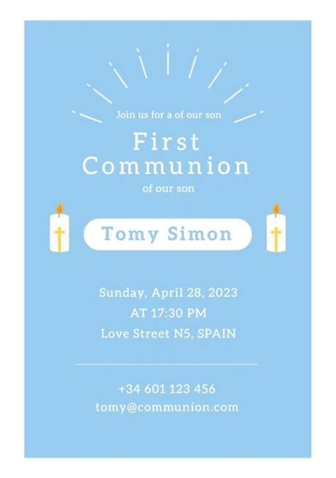 Personaliza esta plantilla lista para usar de Invitación de Primera