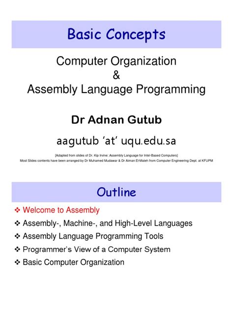 basic concepts computer organization and assembly language programming pdf random access