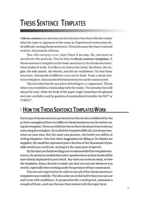 Thesis Statement Template Thesis Statement Template Will Be A Thing Of