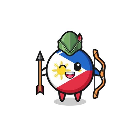 Dibujos Animados De Bandera De Filipinas Como Mascota De Arquero