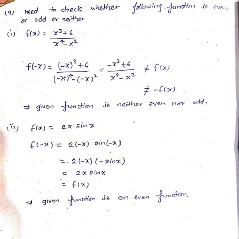 a determine algebraically whether the functions below are even odd or neither i r 6 f x