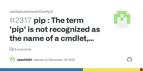 pip the term pip is not recognized as the name of a cmdlet function script file or