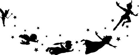Peter Pan And Friends Flying Peter Pan Flying Silhouette Png Clipart
