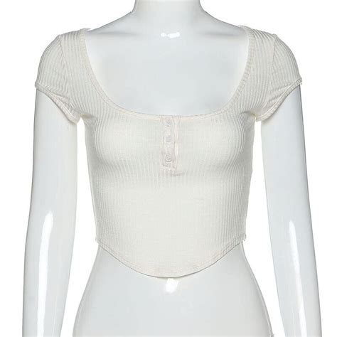 Women Sexy Sheer Low Cut T Shirt Transparent See Through Crop Top Short