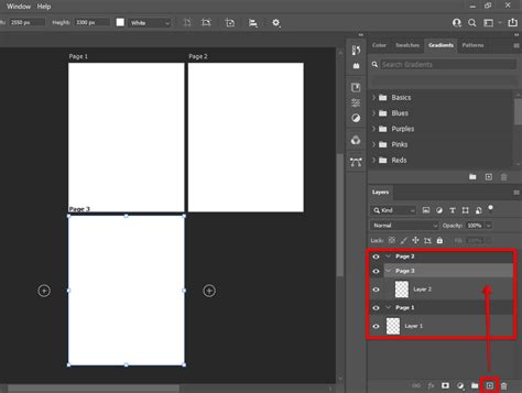 how do you make multiple pages in photoshop