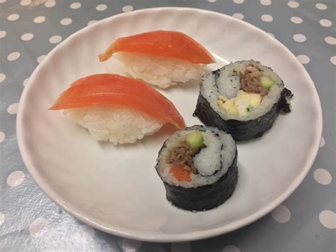 Homemade Salmon Nigiri And Makizushi R Food
