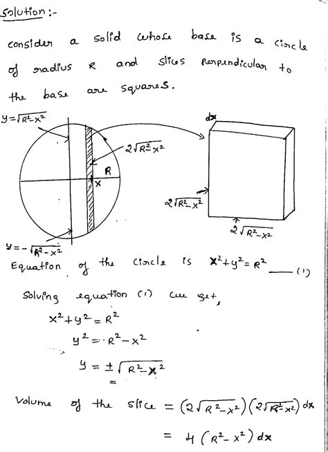 [solved] find the volume of the solid whose base is a circle of a radius r course hero