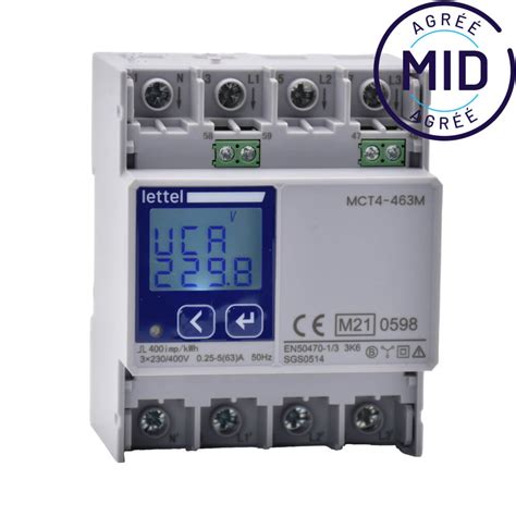 Compteur électrique MID triphasé direct 63A RS485 modbus Enolec