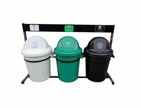 Punto ecológico de 120 litros tres puestos caneca cúpula Ecoreciclaje