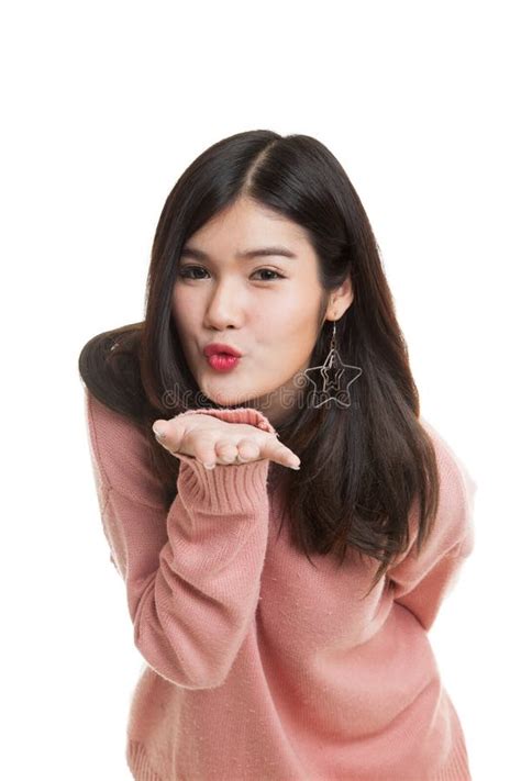 Beautiful Young Asian Woman Blow A Kiss Stock Image Image Of Beautiful Mouth 92526897