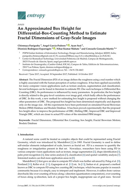 pdf an approximated box height for differential box counting method to estimate fractal