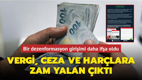 Bir dezenformasyon girişimi daha ifşa oldu Vergi ceza ve harçlara zam