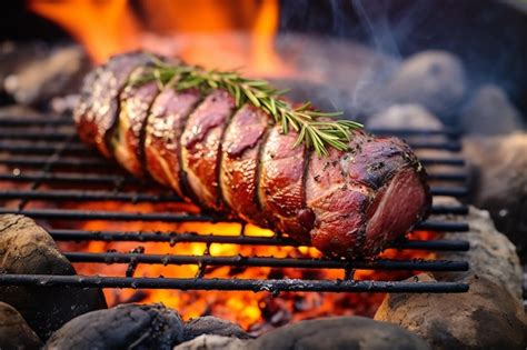 Premium Ai Image Sizzling Delight Smoking Baconwrapped Beef Tenderloin
