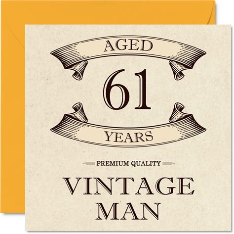Biglietto di auguri vintage 61 compleanno da uomo età 61 anni