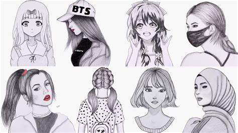 رسم بنات كيوت سهل جدا بالرصاص اسهل 8 رسومات سهلة للبنات تعليم