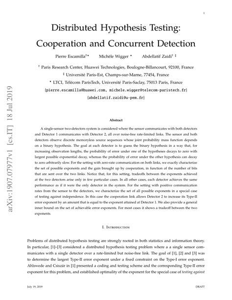 pdf distributed hypothesis testing cooperation and concurrent detection