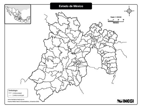 Mapa de Estado de México con nombres y sin nombres