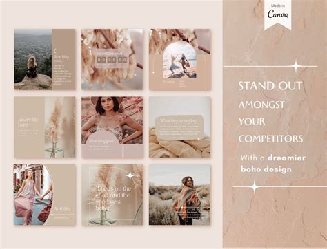 Instagram Post Templates Boho Canva Templates IG Bohemian Etsy