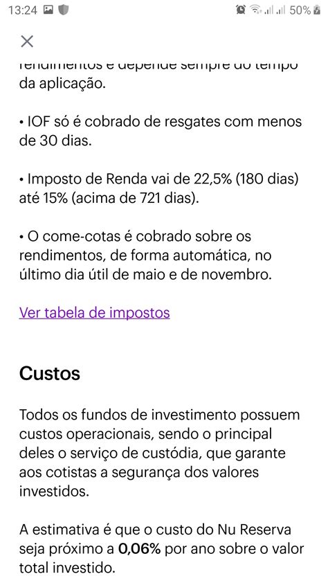 Entendendo a cobrança de impostos do Nu Reserva Imediata NuCommunity