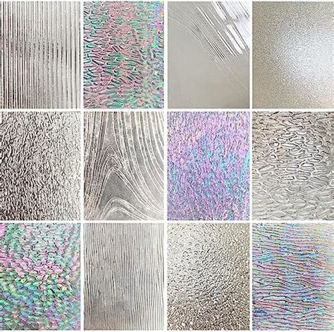 ILLUCKAI 12 Sheets Clear Textured Stained Glass Sheet 4 X 6 Inch