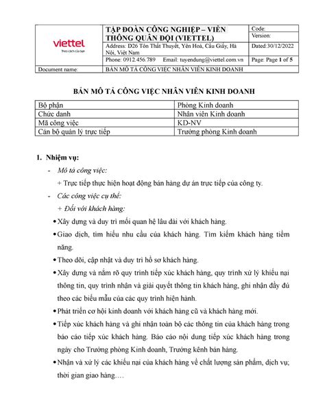 Mẫu Bản Mô Tả Công Việc Nhân Viên Văn Phòng Hướng Dẫn Chi Tiết