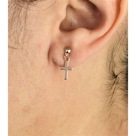 Boucles D Oreilles Femme Croix Plaqu Or Microns Femme