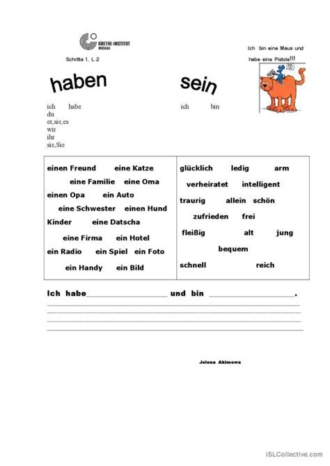 haben und sein Deutsch DAF Arbeitsblätter pdf doc