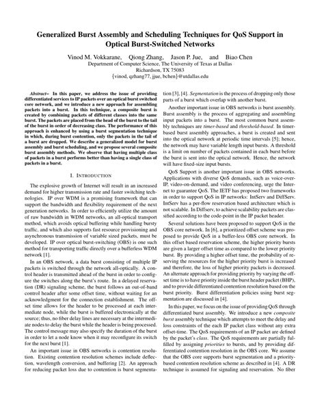 pdf generalized burst assembly and scheduling techniques for qos support in optical burst