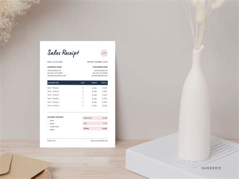 Editable Receipt Template Order Receipt Form Small Etsy