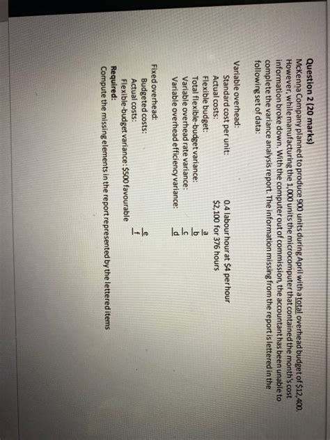 solved question 2 20 marks mckenna company planned to