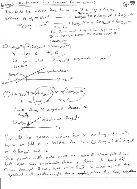 logarithms reducing logs to linear form alevelmathematicsnotes
