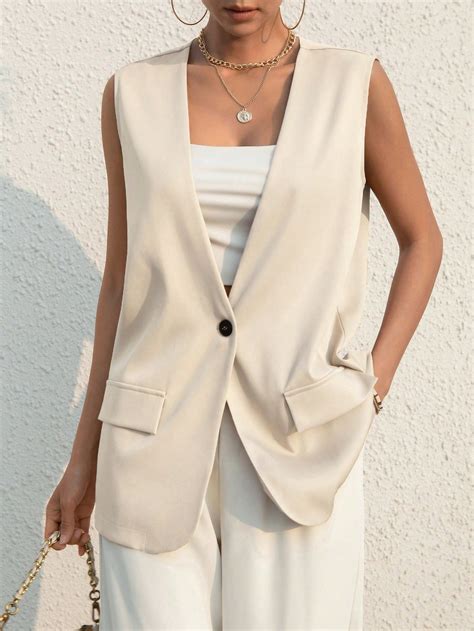 Sólido Botão Único Colete Blazer Vest outfits for women Vest fashion