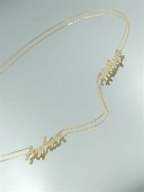 14K Solid Gold Personalized Multiple Name Necklace Two Name Necklace