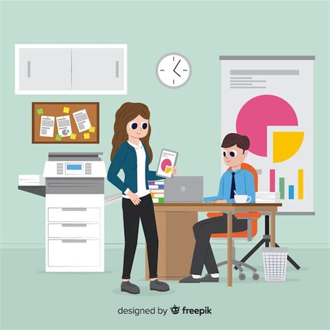 Ilustração de pessoas trabalhando em escritório Vetor Grátis