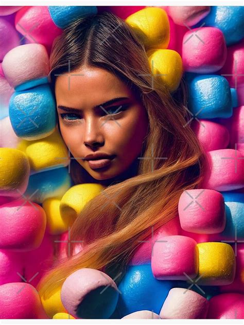 Portrait Of A Beautiful Woman With Face Surrounded By Colorful Marshmallows Midjourney Art