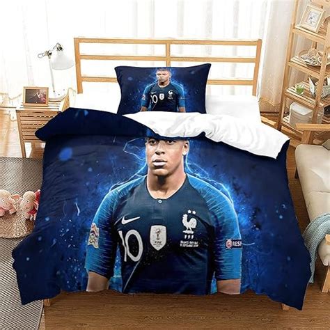 BORJOM Housse De Couette 3D Imprimé Kylian Mbappé Parure De Lit